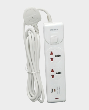 Buy Sirocco 2 Way Extension Socket USB 3m White in Qatar - AlaneesQatar.Qa