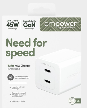 Buy Empower Grand Prix 45W Turbo Dual Charger in Qatar - AlaneesQatar.Qa
