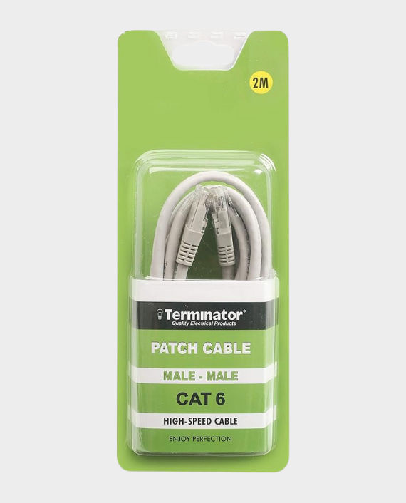 Buy Terminator CAT6 Ethernet Cable 2m RJ45 White in Qatar - AlaneesQatar.Qa
