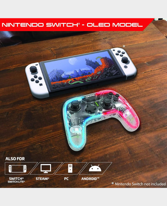 Buy Bionik Nintendo Switch Neoglow Wireless RGB Controller (Clear) in ...
