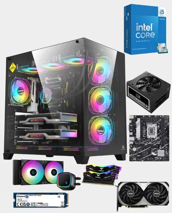 Buy Gaming PC with Intel Core i5-14600KF, RTX 4070 12GB, 32GB DDR5 RGB, 1TB NVMe SSD, 750W PSU ...