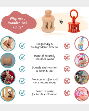 Buy Ariro Wooden Bell Rattle in Qatar - AlaneesQatar.Qa