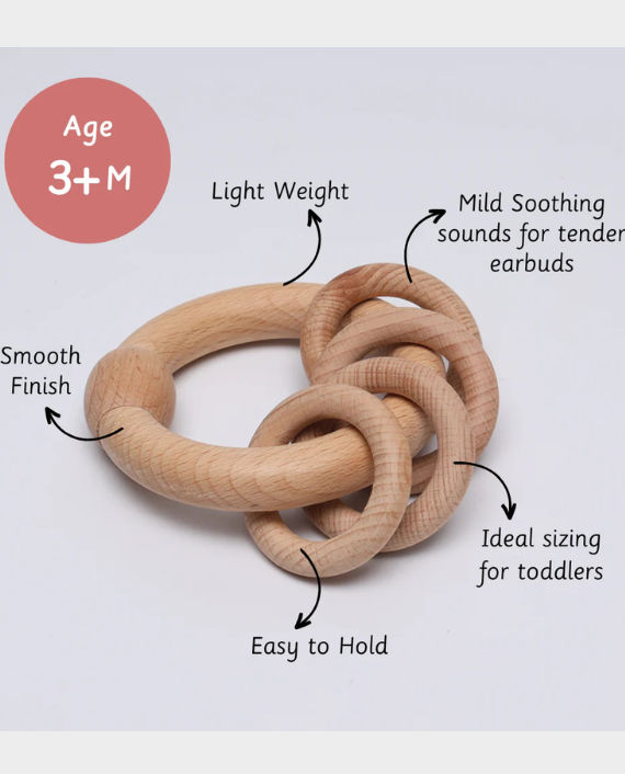 Buy Ariro Wooden Rattle - Circular Natural in Qatar - AlaneesQatar.Qa