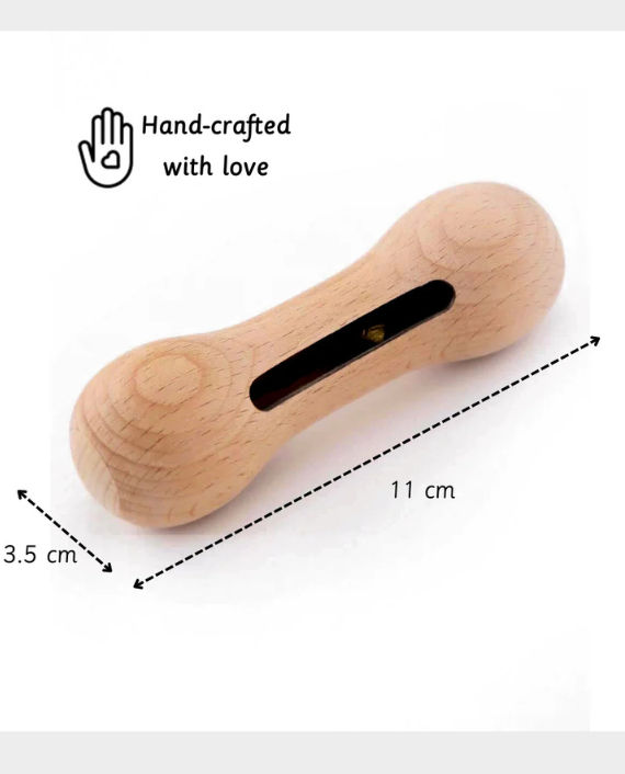 Buy Ariro Wooden Rattle - Dumbbell with bell in Qatar - AlaneesQatar.Qa