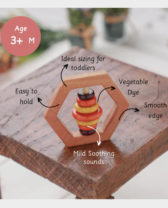 Buy Ariro Wooden Rattle - Hexagon in Qatar - AlaneesQatar.Qa
