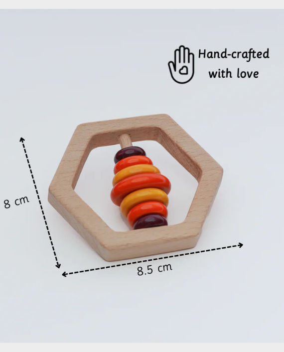 Buy Ariro Wooden Rattle - Hexagon in Qatar - AlaneesQatar.Qa