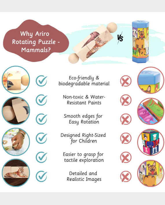 Buy Ariro Wooden Rotating Puzzle - Mammals in Qatar - AlaneesQatar.Qa