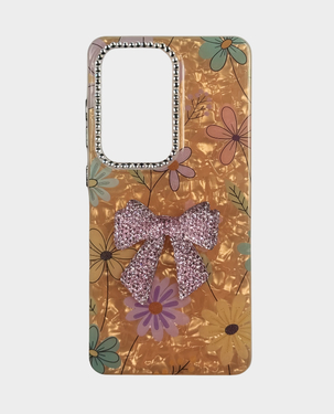 Buy Fancy Pink Glitter Bow Floral Back Case for Samsung Galaxy S26 ...
