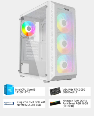 Buy Pre-build Gaming PC (Core i3-14100 | PNY RTX 3050 6GB DUAL LP ...
