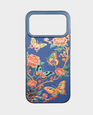 Buy Fancy Butterfly Floral Art Back Case for iPhone 17 Pro Max Navy ...
