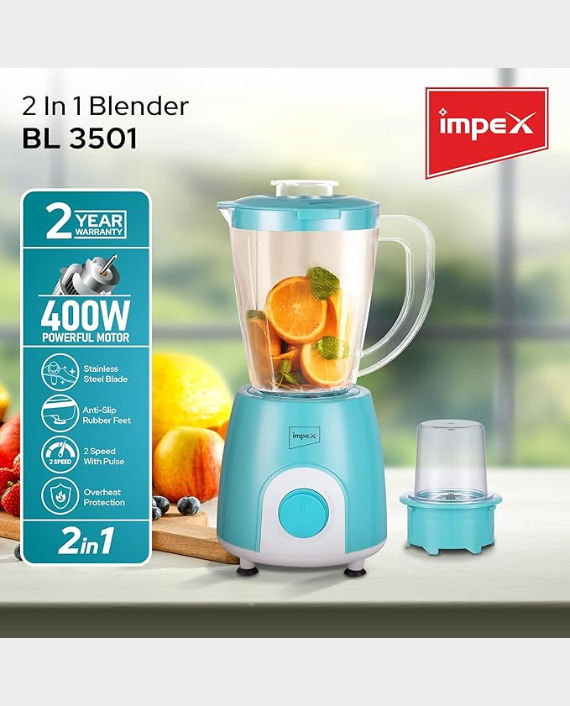 Buy Impex 400W 2 in 1 Blender - Blue in Qatar - AlaneesQatar.Qa