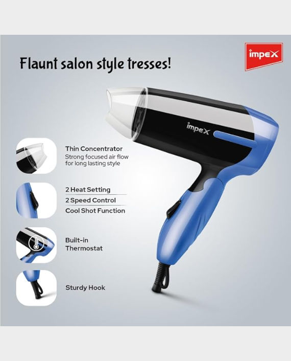 Buy Impex HD 1K2 Hair Dryer - Blue in Qatar - AlaneesQatar.Qa