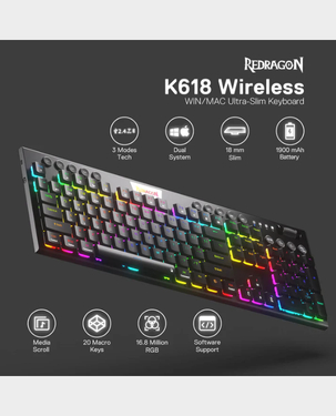 Buy Redragon K618 Horus Wireless RGB Mechanical Gaming Keyboard in ...