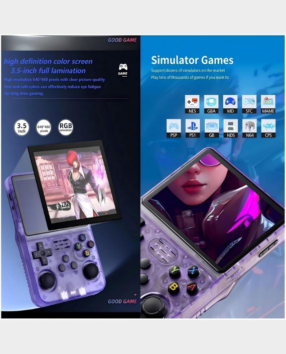 Buy R36S Retro Handheld Gaming Console | 64GB | 3.5-inch IPS | Purple ...