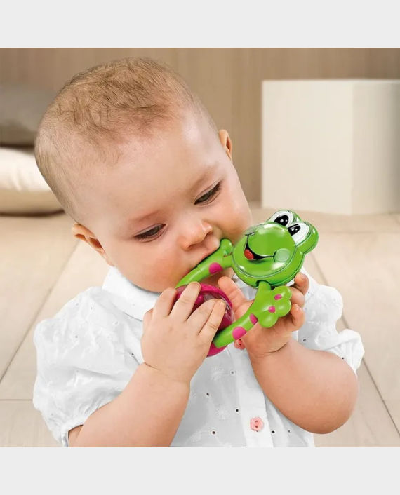 Buy Chicco Frog Fun Plastic Teething Rattle Toy for 3+ Months - Green ...