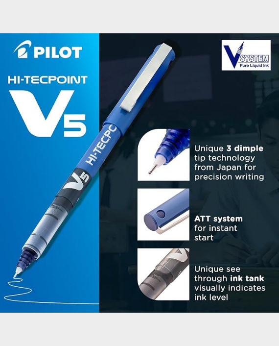 Buy Pilot Hi Tecpoint V5 Liquid Ink Pen | Pack of 5 - Blue in Qatar ...