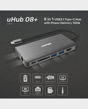 Buy UNITEK 8-in-1 USB-C Dual Display Hub - 100W PD, 4K HDMI, Ethernet ...