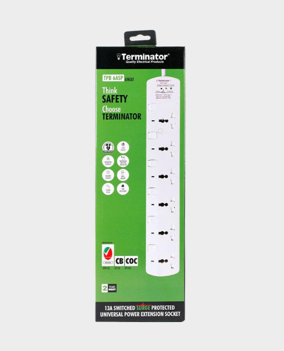 Buy Terminator 6 Way Power Extension Socket With 3m Cable in Qatar ...