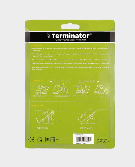 Buy Terminator Digital Wireless Door Bell 100m in Qatar - AlaneesQatar.Qa