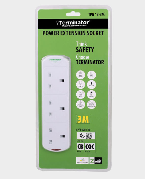 Buy Terminator 3 Way Universal Power Extension Socket 3M Cable in Qatar ...