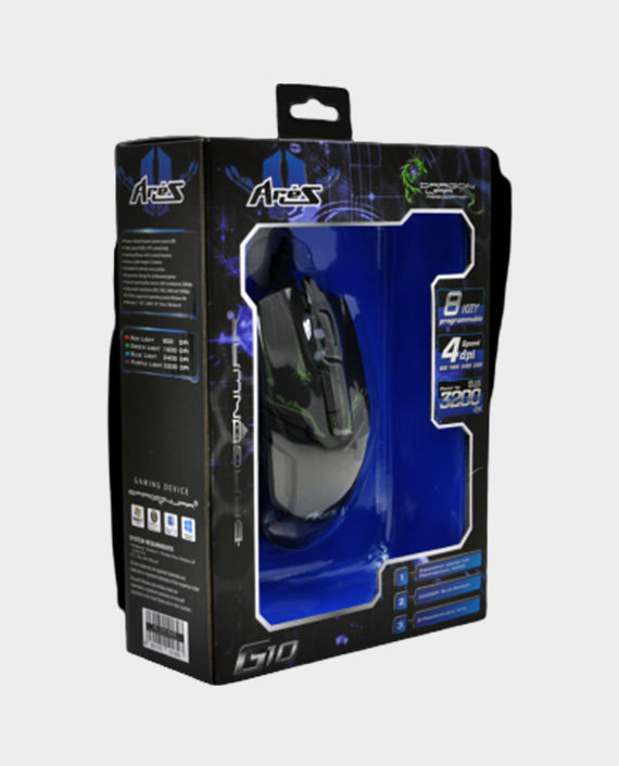 Buy Dragon War Ares G10BK Gaming Mouse 3200 DPI Black in Qatar ...