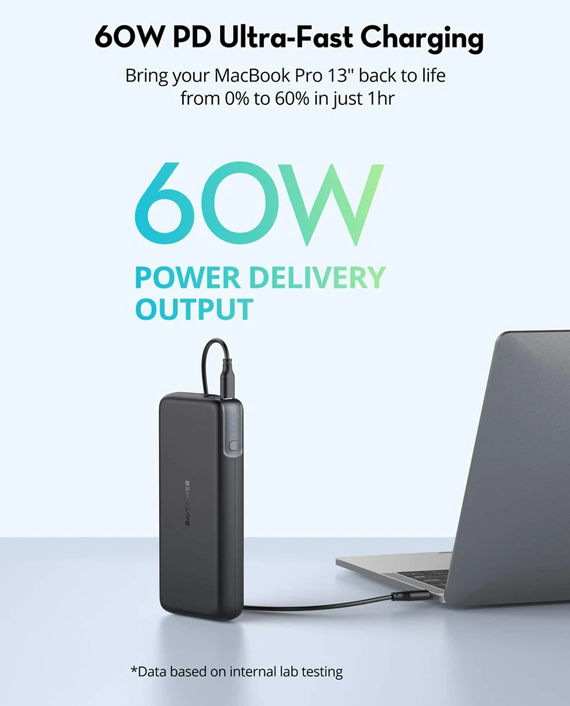 Buy RAVPower PD Pioneer 20000mAh 60W Portable Charger 2-Port Powerbank ...