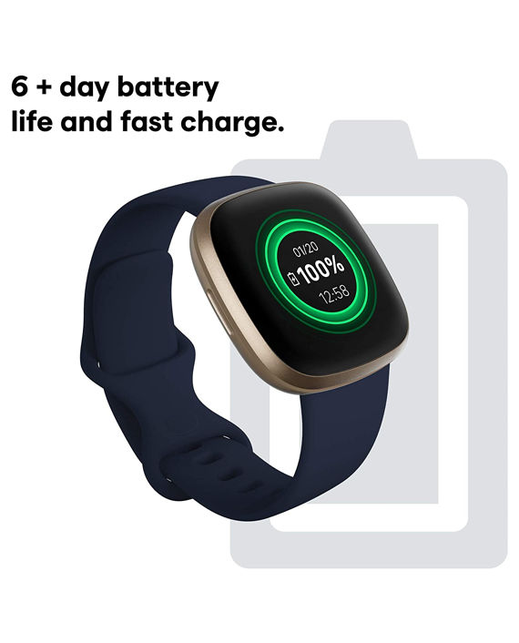 Buy Fitbit Versa 3 GPS Midnight Blue/Gold in Qatar - AlaneesQatar.Qa