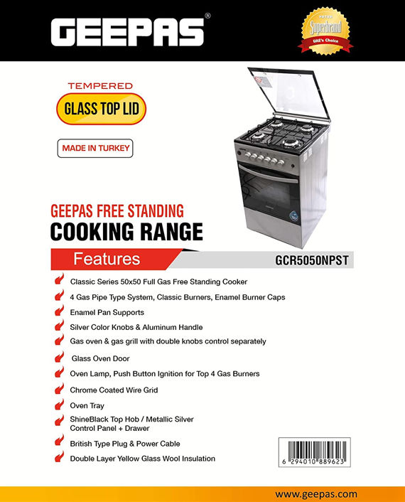 Buy Geepas GCR5050NPST 50 x 50 Free Standing Cooking Range in Qatar ...