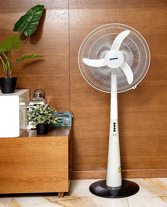 Buy Geepas GF9385 Rechargeable Oscillating Fan With LED Lights in Qatar ...