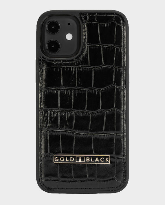 Buy Gold Black iPhone 12 Mini Slim Case Croco Black in Qatar ...
