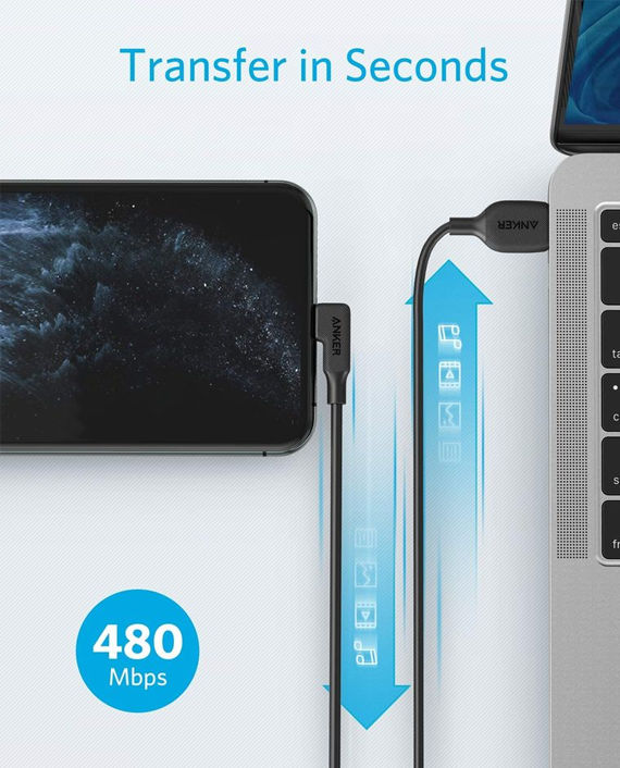 Buy Anker USB-A to 90 Degree Lightning Cable 3Ft/0.9M in Qatar ...