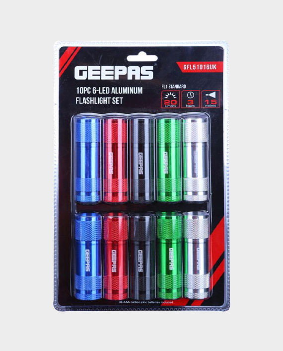 Buy Geepas GFL51016UK 10 Pack Aluminum LED Flashlights Set in Qatar ...
