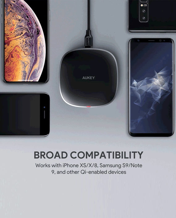 Buy Aukey Graphite Q 10W Wireless Fast Charger in Qatar - AlaneesQatar.Qa