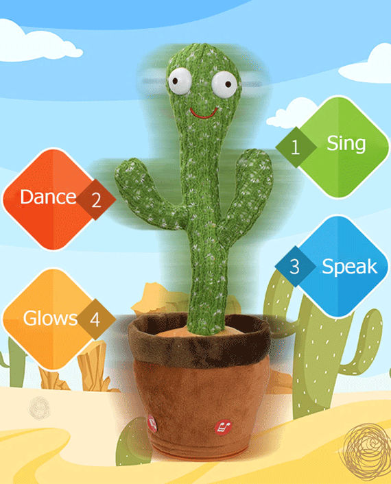 Buy Plush Dancing Cactus Toy Electronic Shake Dance With Bluetooth ...
