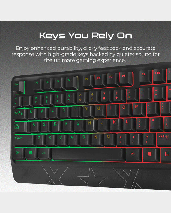 Buy Vertux Orion Backlit Ergonomic Wired Gaming Keyboard & Mouse (EN/AR ...