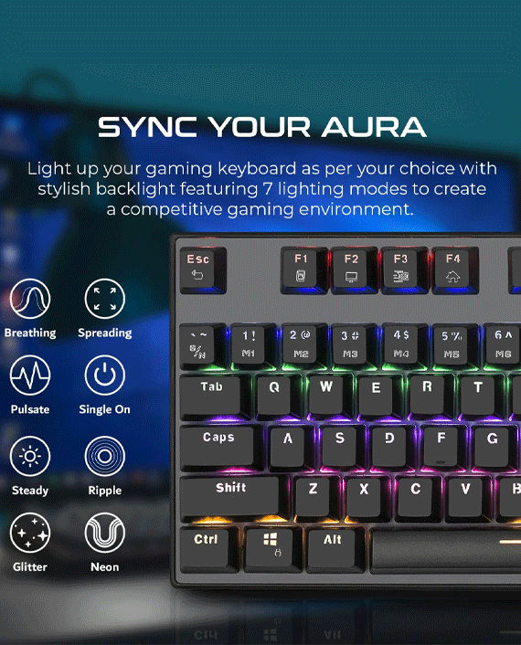 Buy Vertux Tactical Advance Performance Mechanical Keyboard (EN/AR) in ...