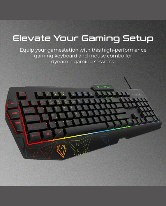 Buy Vertux Vendetta Ergonomic Gaming Keyboard & Mouse with Programable ...