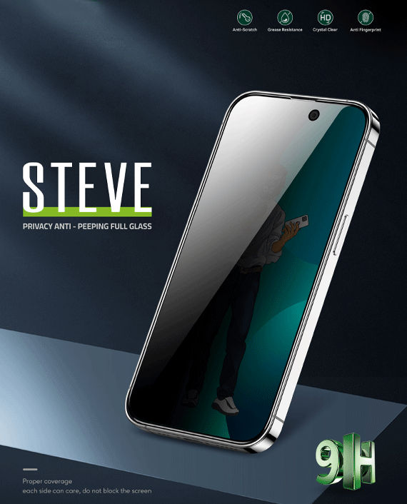 Buy Green 9H Steve Privacy Full Glass Screen Protector for iPhone 14 ...