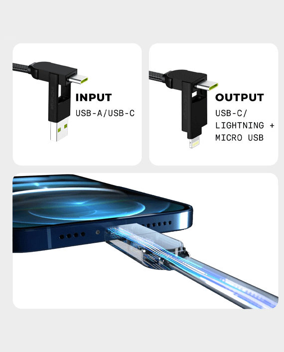 Buy RollingSquare inCharge X Max 6 in 1 Cable 5ft/1.5m (Lava Black) in ...