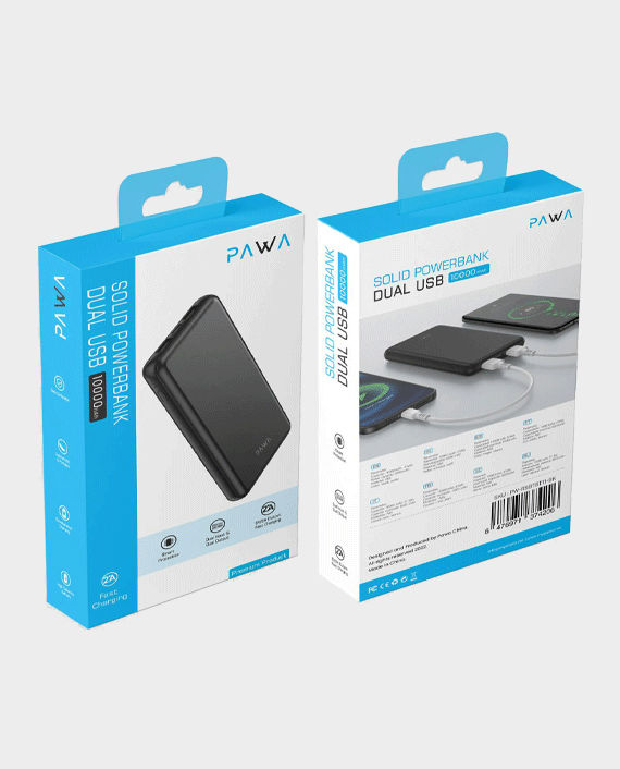 Buy Pawa Dual USB Solid Power Bank 10000mAh in Qatar - AlaneesQatar.Qa