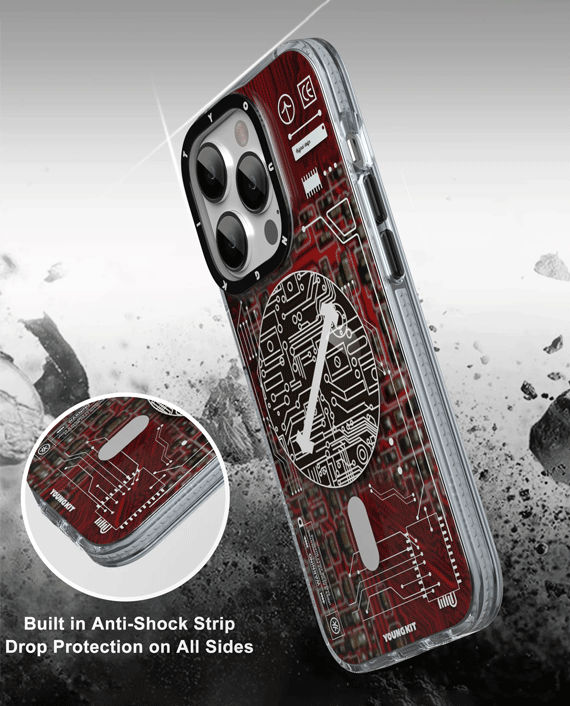 Buy Youngkit Futuristic Circuit MagSafe Case for iPhone 14 Pro (Red) in Qatar - AlaneesQatar.Qa