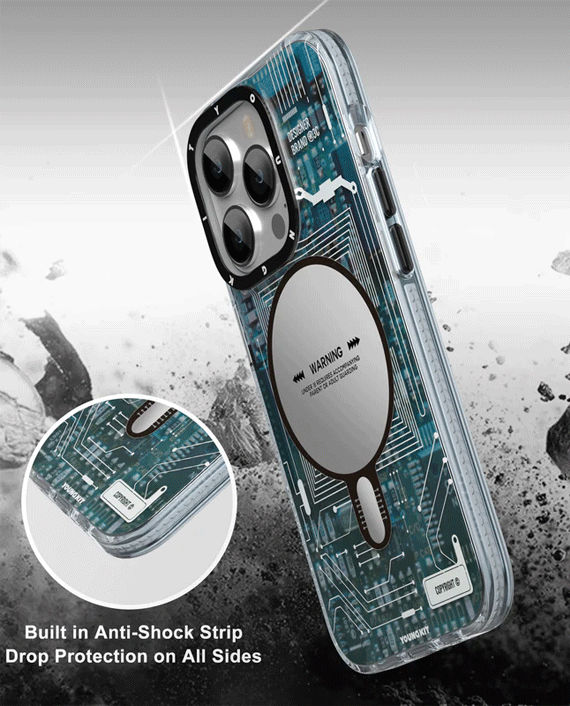 Buy Youngkit Futuristic Circuit MagSafe Case for iPhone 13 Pro (Blue) in Qatar - AlaneesQatar.Qa