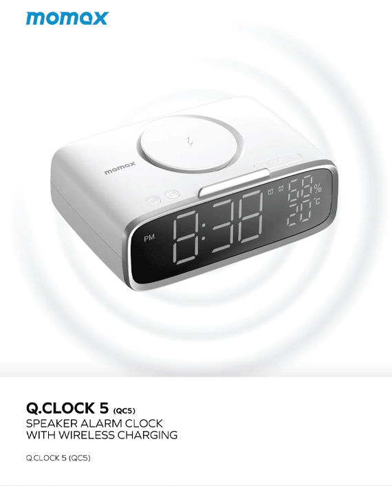 Buy Momax Q.Clock 5 Speaker Alarm Clock with 15W Wireless Charging QC5W ( White ) in Qatar ...