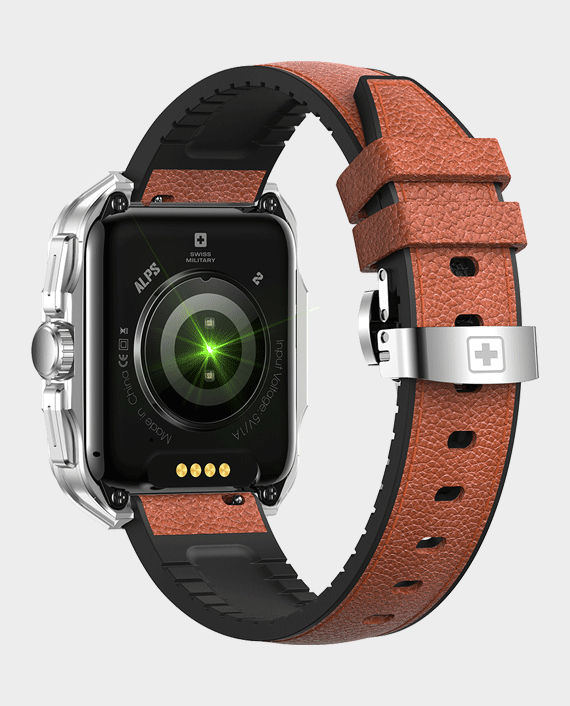 Buy Swiss Military ALPS 2 Smart Watch Silver Frame with Brown Leather ...