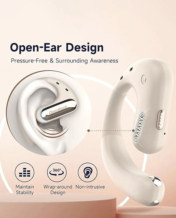 Buy Oneodio Openrock Pro Openear Air Conduction Sport Earbuds (Beige) in Qatar - AlaneesQatar.Qa