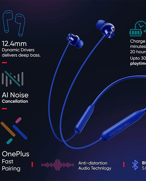 Buy OnePlus E305A Bullets Wireless Z2 (Beam Blue) in Qatar ...