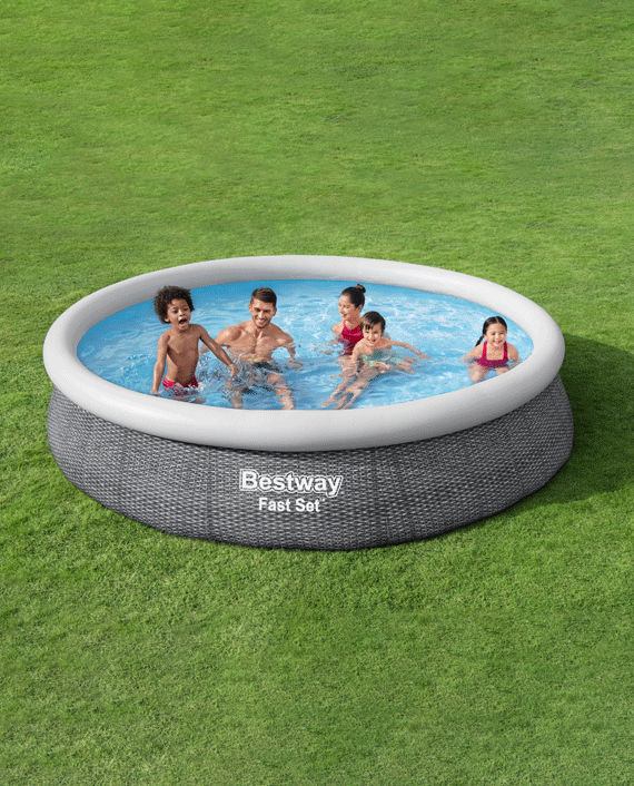 Buy Bestway Fast Set Water Pool 5377 Liter rattan print with Heavy-duty ...