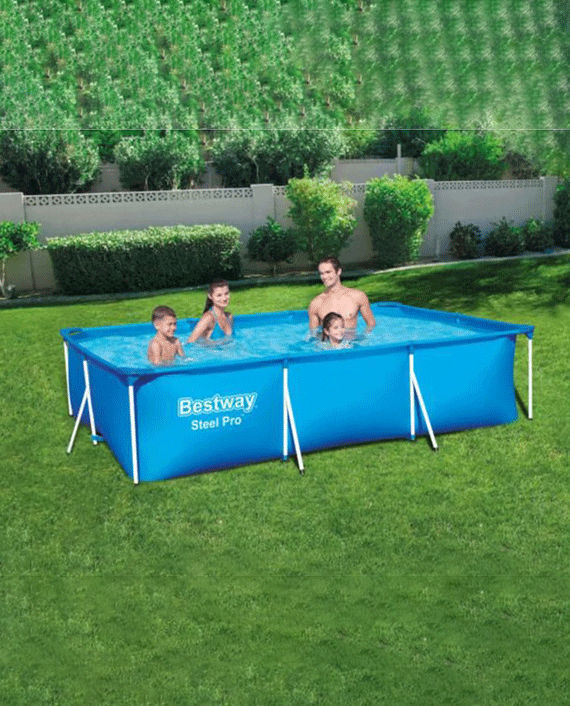 Buy Bestway Steel Pro Rectangular Deluxe Water Pool Set 3300 Liter ...