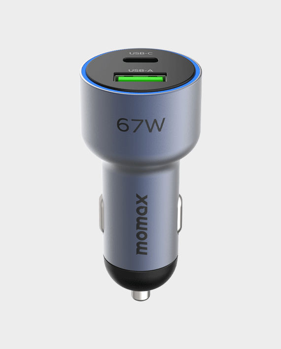 Buy Momax Move Dual Port Car Charger (67W - Space Grey) in Qatar - AlaneesQatar.Qa