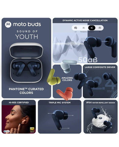 Buy Motorola Moto Buds True Wireless Earbuds (Starlight Blue) in Qatar ...